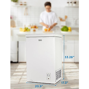 BLACK+DECKER 2.7 Cu. Ft. Compact Chest Freezer, Deep Freezer Holds Up To 94.5 Lbs. of Frozen Food, Removable Storage Basket, BCFK726, White