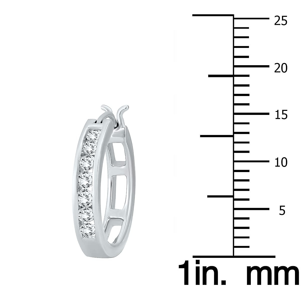 1/2 Carat TW Diamond Hoop Earrings in 10k White Gold (K-L Color, I2-I3 Clarity)