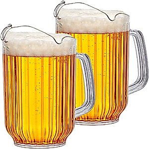 Amazing Abby - Cheerly Beerly - 2-Pack Unbreakable Plastic Beer Pitcher (60 oz), Restaurant-Grade Polycarbonate Beverage Dispenser with Pour Spout, Dishwasher-Safe, Great for Beer, Sangria, and More