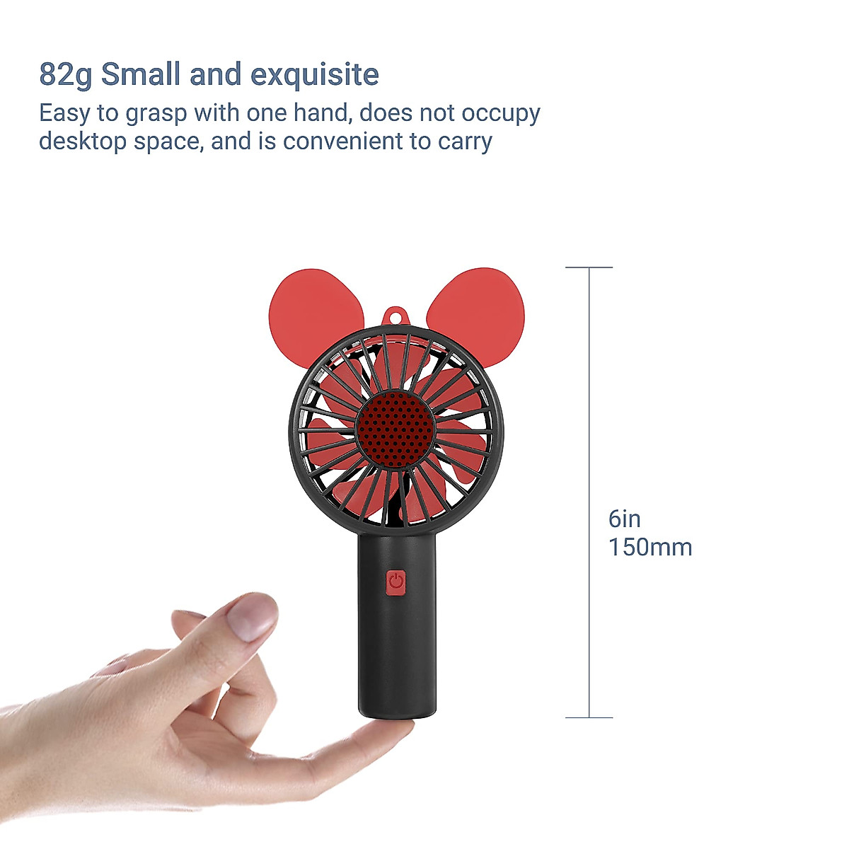 Talent Star Handheld Fan, Portable Fan, Cartoon Hand Fan, Rechargeable USB Mini Fan, with 3 Kinds of Wind Speed Adjustable, Portable Fan with Super Wind Power up to 4980r/ min (Black)
