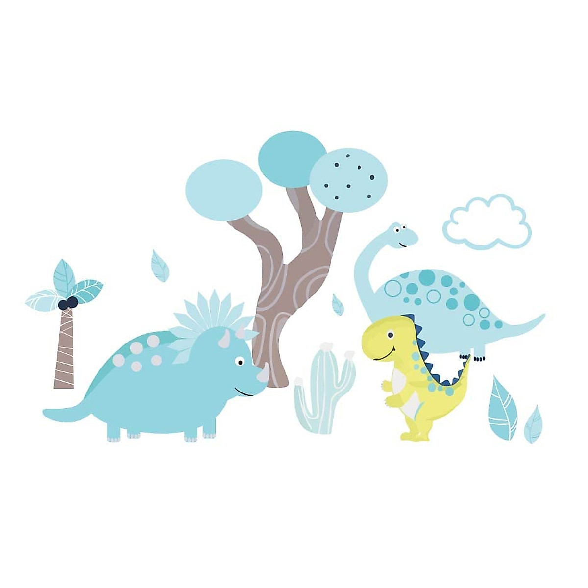 8 PC Dinosaur Crib Bedding Set for Baby Boys, Blue Nursery Set with Quilt/Sheet/Dust Ruffle/Blanket/Diaper Stacker/3 Wall Stickers, (0363)