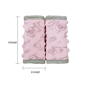 DODO NICI car seat Strap Cover for Baby, seat Belt Cover Cushion, Belt Pads fit Baby Carrier/Pushchair/Stroller, Cozy Peace Dotted Minky, Pink