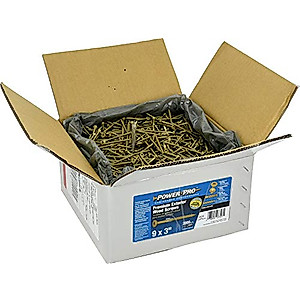 Power Pro 967778 Wood Screws, #9 x 3, Premium Outdoor Deck Screws, Rust Resistant, Epoxy Coated Bronze, 1/4 Keg, 2000 pcs