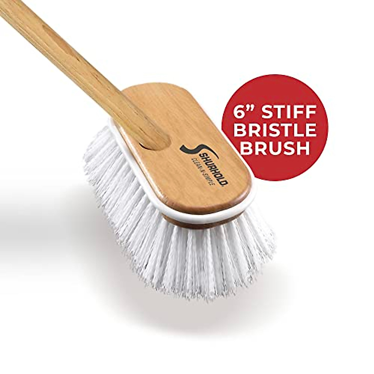 Shurhold 1950 Marine Mate 6 Inch Stiff Bristle Brush with 48 Inch Handle