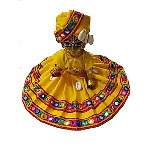 Desi Haat Fancy and Beautiful Laddu Gopal Ji Dress for Krishna ji Bal Gopal Poshak/Dress with Pagri for Thakur Ji Ladoo Gopal Size No. 4, Assorted Design