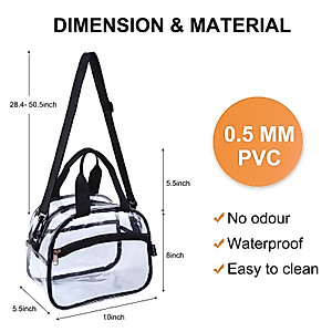 Clearworld Stadium Approved Clear Lunch Bag,See Through Lunch Box with Adjustable Strap and Front Zipper Pocket,Easy to Clean and Water Resistant Tote Bag for Work, School, Concerts,Sports