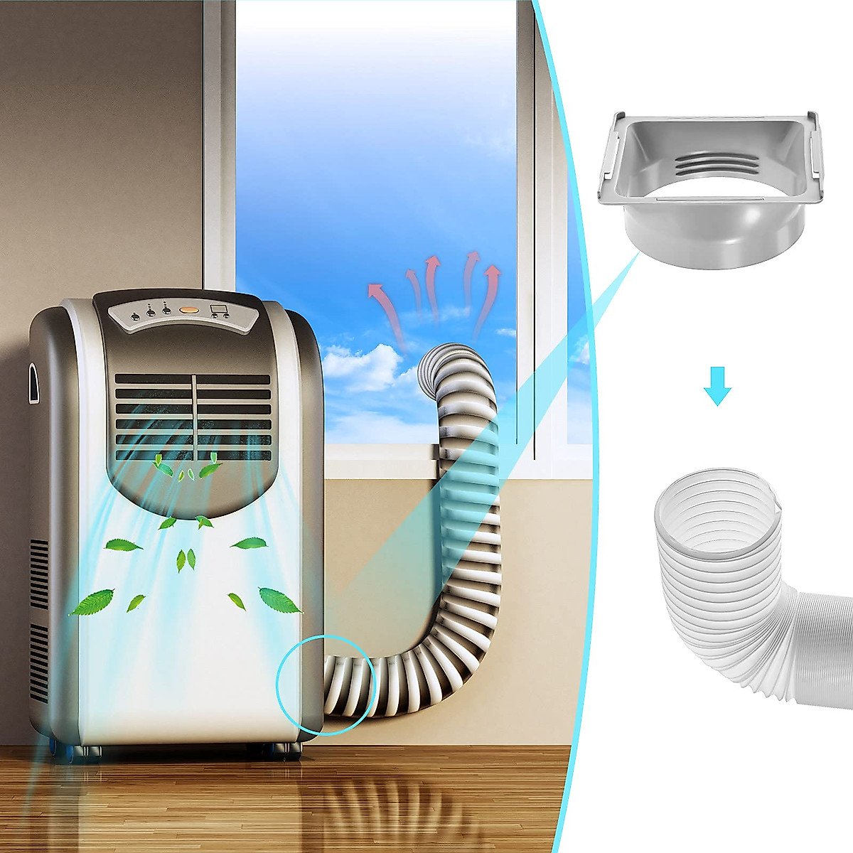 2 Pieces Portable Air Conditioner Hose Connector Window Adapter Exhaust Hose Connector Coupler Tube Connector Mobile Air Conditioning Accessories for Mobile Air Conditioning Exhaust Hose, 2 Sizes