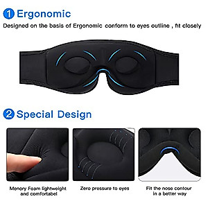 Q5Q6 Sleep Headphones, 3D Bluetooth Sleep Mask, Wireless Sleeping Headphones for Side Sleepers, Sleep Mask with Bluetooth Headphones Insomnia Travel Nap Gifts Men Women