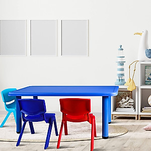 Wesiti Kids Activity Table Rectangular 47.24 x 23.62 Inch Children School Classroom Table Portable Plastic Daycare Preschool Table Kids Play Table Furniture for Boy Girl Reading Drawing (Blue,1 Pcs)