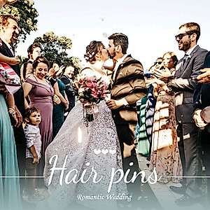 YBSHIN Bride Wedding Blue Hair Pins Silver Crystal Hair Clips Rhinestone Bridal Headpieces Beaded Hair Accessories for Women and Girls (Pack of 2)