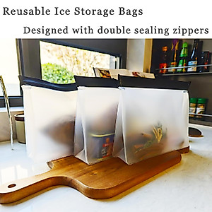 Ulifebetter 3 Pcs Reusable Ice Storage Bags with Secure Zip, 10"*7"*2.5"Freezer Bags Clear Ice Cube Storage Bags Freezer Storage Bags Ice Holder for Ice and Food Storage