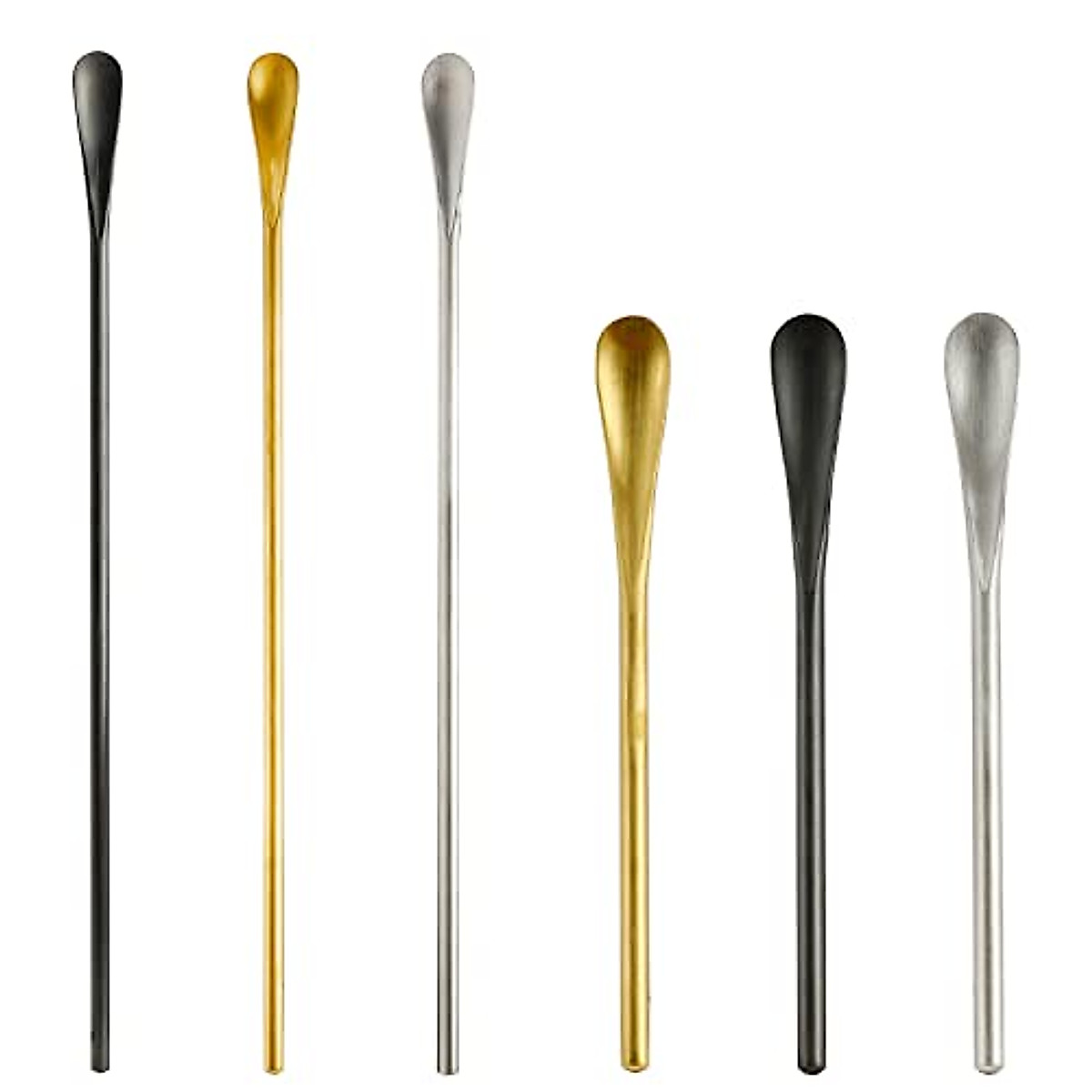 6Pcs Coffee Stirrers Sticks, Stirring Ground Espresso Use French Press Brew Method, Stainless Steel Bar Spoon for Hot Tea Coke Cocktail Mixing