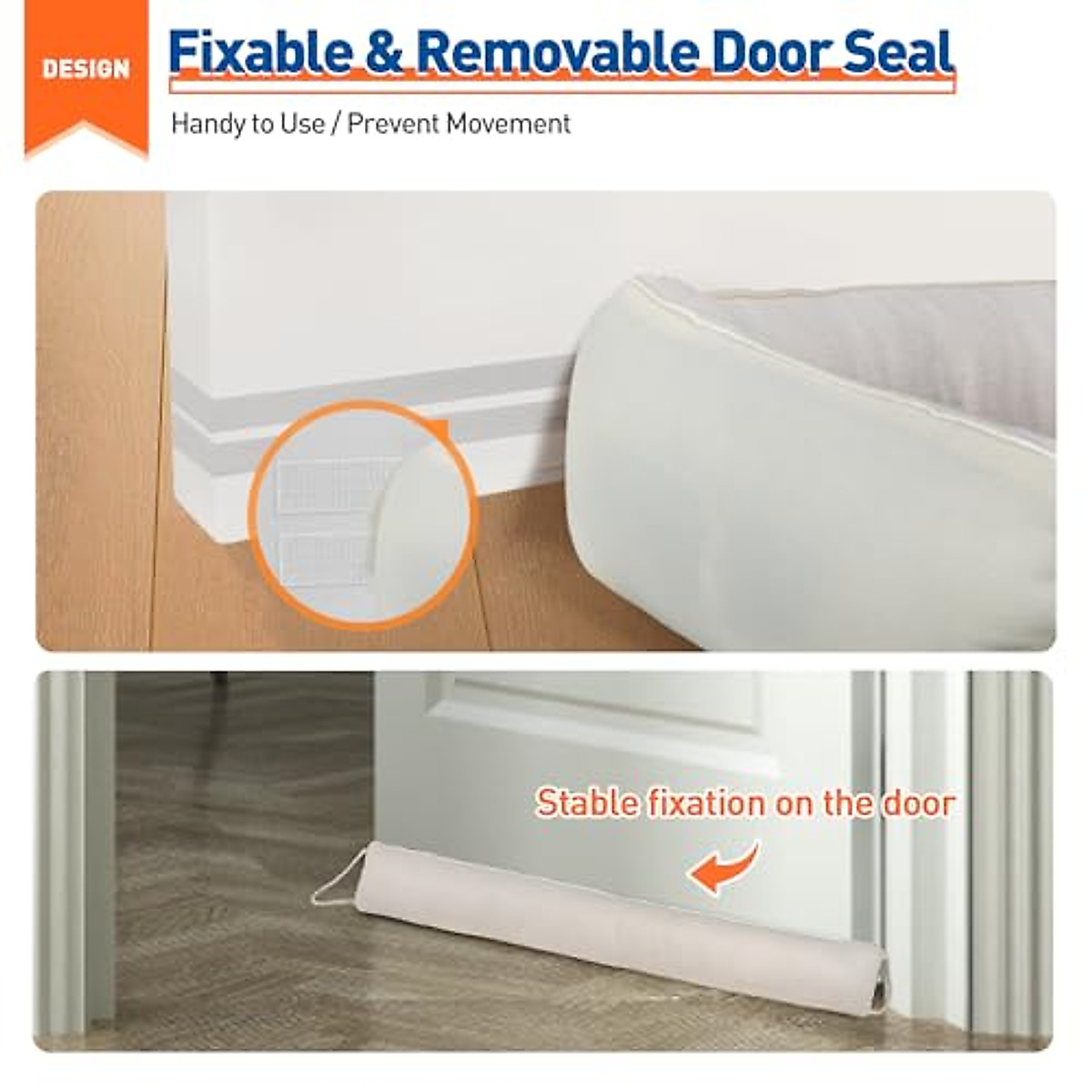 MAGZO Door Draft Stopper 36 Inch-Beige, Under Door Draft Blocker Air Stopper Door Bottom Insulation Snake Draft Stopper