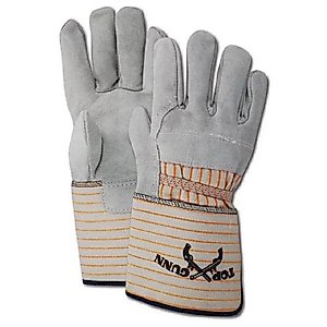 MAGID TG628E Top Gunn Select Cow Split Leather Palm-Rubberized Cuff, Large, Gray, Large (Pack of 12)