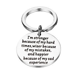 BEKECH Divorce Gift Break Up Gift Cancer Awareness Gift I'm Stronger Because of My Hard Time Strength Jewelry Keychain Gift for Best Friend New Adventure (silver)