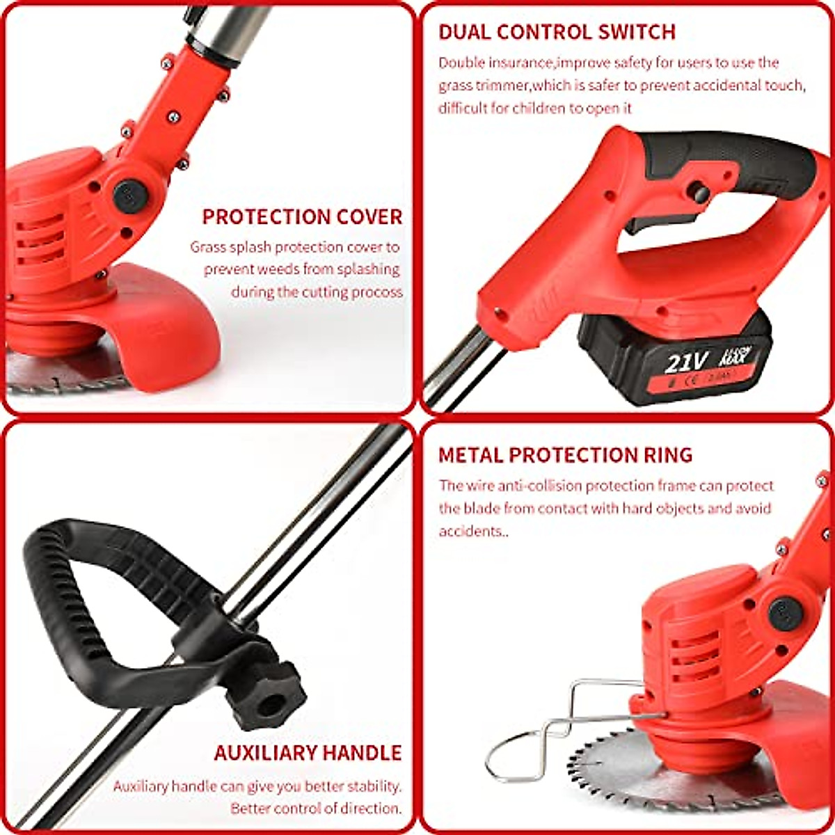 Cordless Weed Wacker,Battery Powered Weed Wacker 3 in 1 Rechargeable Weed Wacker Electric for Lawn Garden Yard, Includes 2 * 3.aH Batteries