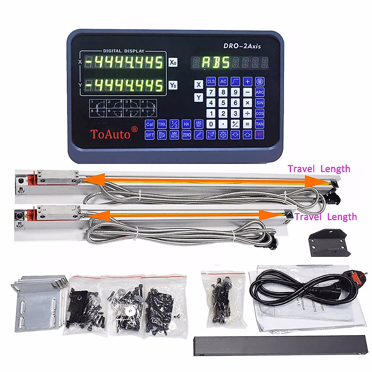 TOAUTO 12' '& 40'' 2 Axis DRO Digital Readout Linear Scale 300mm+1000mm Linear Encoder for Milling Lathe Machine