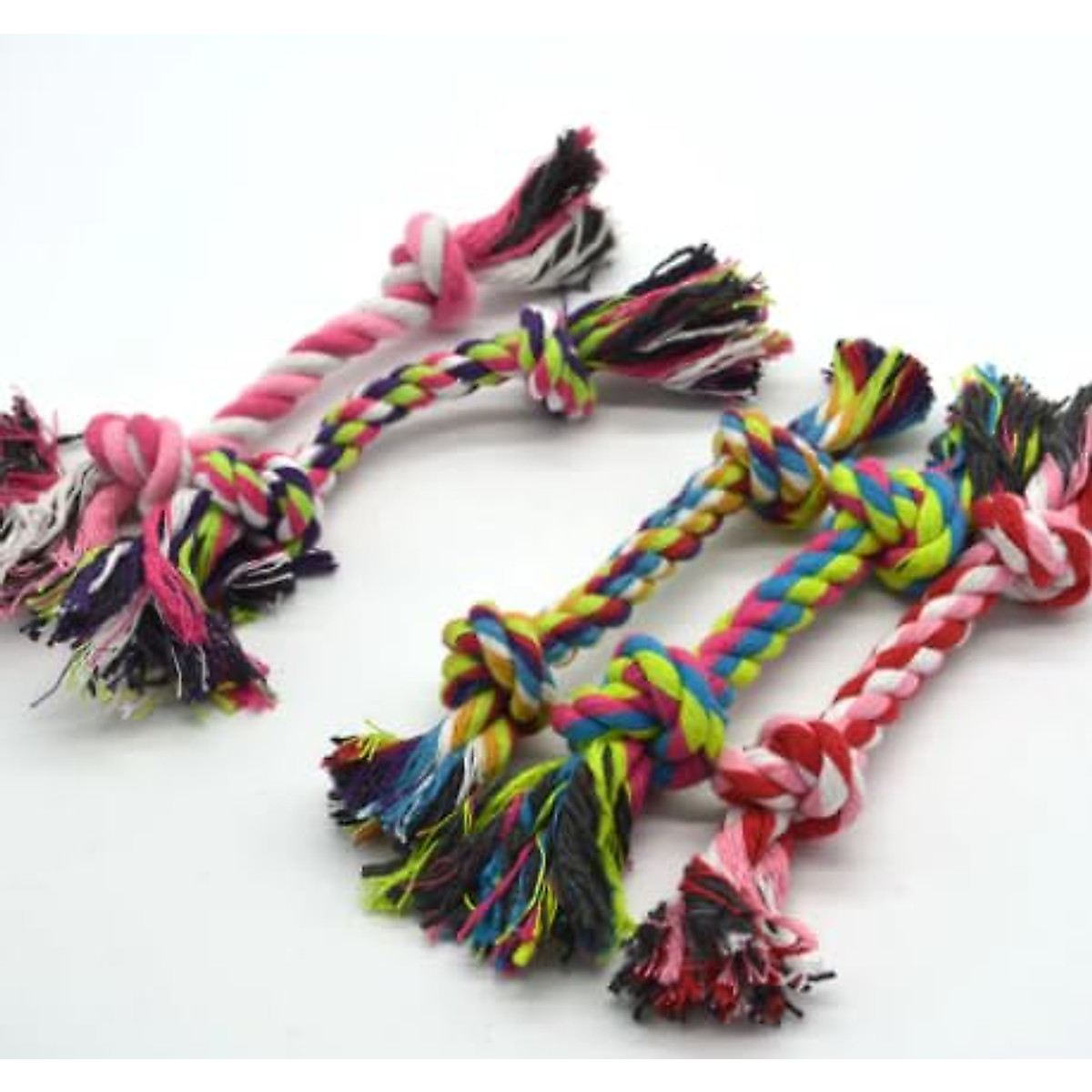 Generic 2 Knots Puppy Rope Toy Dog Natural Cotton Rope Chew Toy for Small Dogs 5 Pack, Assorted