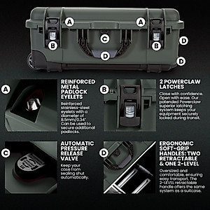 Nanuk 935 Pro Photo Kit – Waterproof Travel Camera Hard Case with Padded Dividers and Wheels, 22” x 14” x 9” - Dustproof and Impact Resistant, Airline Carry-On Approved – Olive