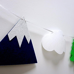 FAZHBARY 2 Pack Felt Woodland Garland Mountain Banner Mountain Nursery Decor Woodland Theme Baby Shower Decorations