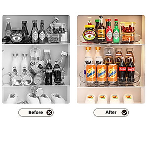 Kacimil Square Lazy Susan Organizer for Refrigerator, Slide and 360° Rotate Fridge Container and Storage Box, for Fridge, Kitchen, Pantry, Cabinet(15.75 ''x 11.02 '', 1 Pack, Clear)