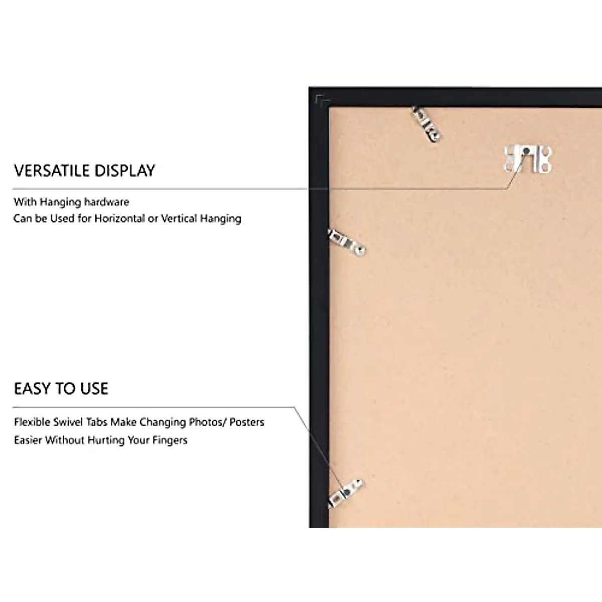 PEALSN 11x14 Picture Frame, Display Pictures 8 x 10 with Mat or 11 x 14 Without Mat for Wall Mounting Display, Photo Frames, Black
