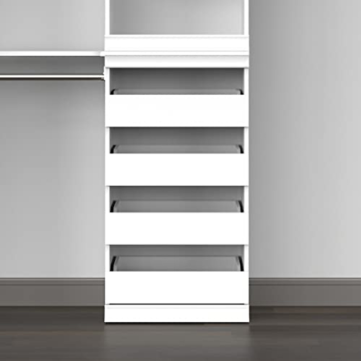 ClosetMaid Modular Storage Unit with 4 Drawers, Wood Closet Organizer, Stacking, Full Backer, Storage, Decorative Trim, White