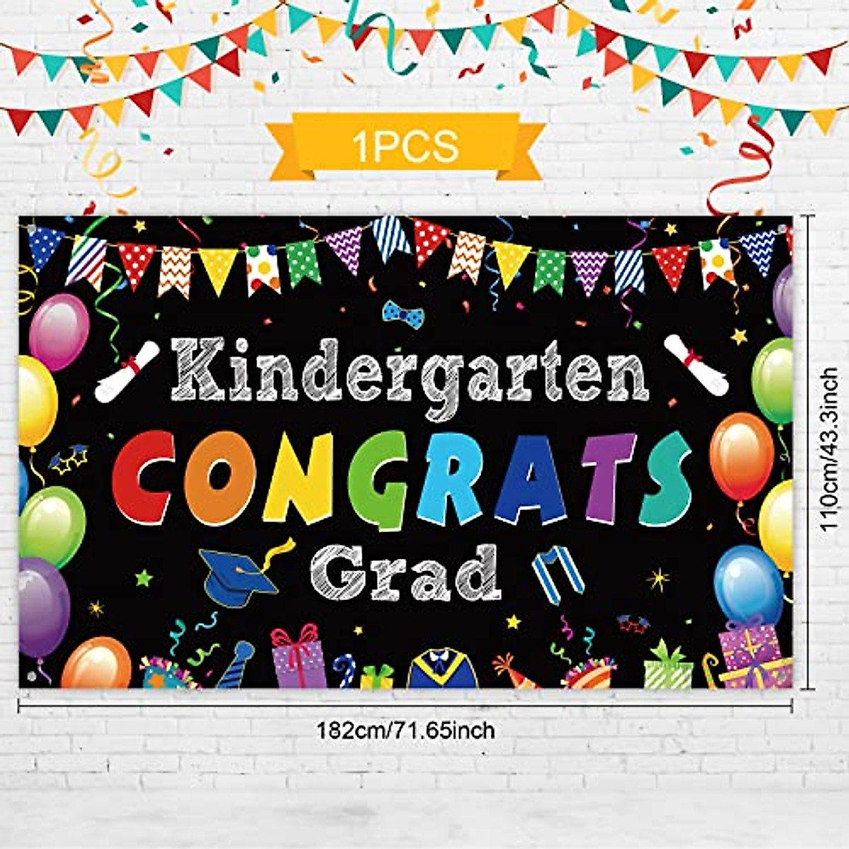 Kindergarten Graduation Party Decorations Backdrop Preschool Graduate Banner for Kids Pre-K Congrats Grad Background Class of 2022 Ceremony Supplies Congratulations Grad School Prom Party Favors