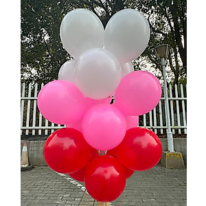 JODIDI 60 Pcs 12 Inch Latex Balloons in Red, Pink and White, Perfect for Valentine's Day, Christmas, Girl's Birthday, Graduation, Wedding and Baby Shower Party Balloons Decorations