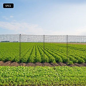 No Dig Metal Garden Fence 15ft (L) x 39in (H) Outdoor Animal Barrier Decorative Garden Fencing Border Animal Barrier 4 Panels + 1 Gate for Yard Patio, Black