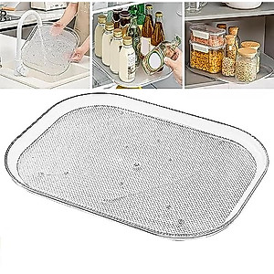 Square Lazy Susan for Refrigerator, Lazy Susan Turntable Organizer for Refrigerator, Countertop Condiment Storage Rack, Household Rotating Storage Rack for Kitchen. (13.8 X 10.2 in)