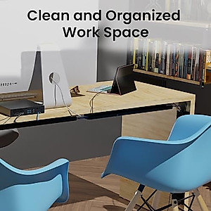 EVEO Cable Management Under Desk Kit (12 Units) - Under Desk Cable Management Cord Cover, Cable Hider Cord Management Under Desk Cable Organizer Cord Organizer Tray - 96''J Channel 24X16 - Black