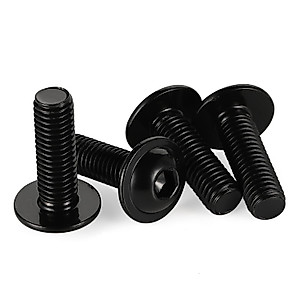 M8 x 16mm Flanged Button Head Socket Cap Screws, Black Oxide, Full Thread, Allen Socket Drive, 304 Stainless Steel, 20 PCS