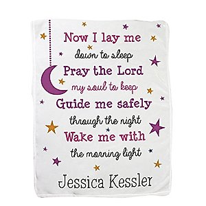 GiftsForYouNow Now I Lay Me Personalized Fleece Baby Blanket, Pink