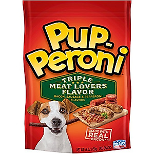 Pup-Peroni Triple Meat Lovers with Bacon, Sausage and Pepperoni Flavor Dog Snacks, 5.6 oz