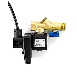 QWORK Automatic Gas Tank Valve with US Plug - Suitable for Gas Tanks, Drip Legs, and Compressed Air System Components - AC 110V Power Supply - 1/2" Valve Size Electronic Drain Valve