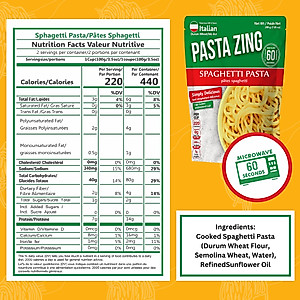 Pasta Zing Spaghetti Pasta Pack of 7, 7.05 Ounce, | Ready To Eat in 60 Sec | Pasta -100% Italian Durum Wheat | Natural Ingredients | Pre Made Meals Ready to Eat Fresh