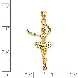 IceCarats 14K Yellow Gold Ballerina Slippers Necklace Ballet Pointe Shoe Charm Dancer Pendant 33mm x 15mm Only