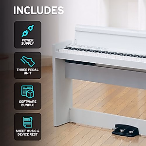 KORG LP-380U Digital Home Piano with 88-Key Fully Weighted Keyboard, Built-in Speakers, Furniture Stand, and 3-Pedal Unit (LP-380-WH U)