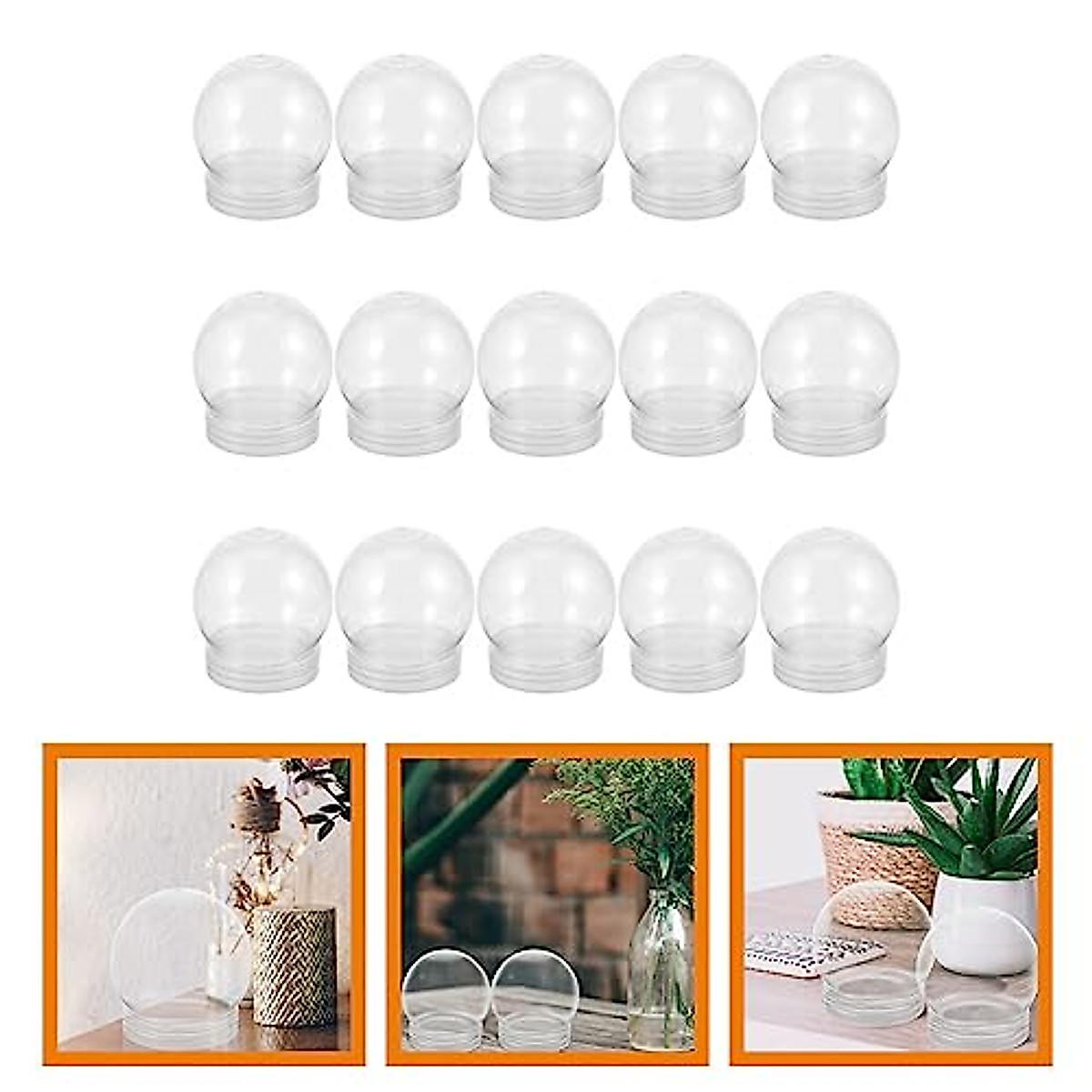 NOLITOY DIY Snow Globe 15pcs Clear Plastic Water Globe with Screw Off Cap Empty Fillable Globe Water Globe Jar Christmas Candy Jar for DIY Crafts Home Decoration Gifts