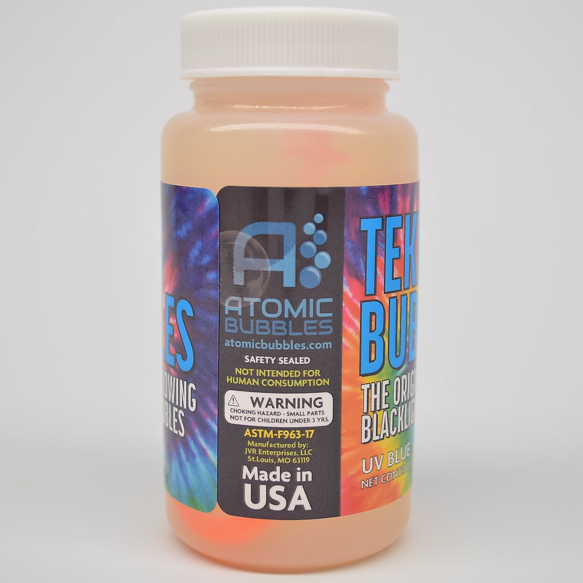 Atomic Bubbles: Tekno Bubbles - Blue 6 Pack - 4oz Bottles, UV Blacklight Glow Bubbles, Glow Parties, Indoor & Outdoor, Safe for Kids, Non-Toxic