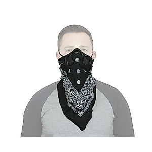 ATV TEK, Universal Bandana Style Dust Masks with Suspension Straps & 3D Nose Box - Black, XL