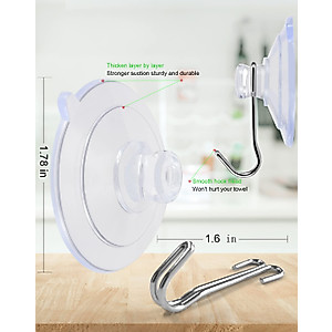 TUGEUNYU 15 Pack Suction Cup Hooks,Thicken Transparent Reusable Suction Cups for Glass/Kitchen/Bathroom/Shower Wall/Window/Door,Holds up to 4 lbs (Iron Hook-B)
