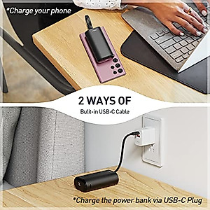 iWALK LinkPod Y2 Portable Charger USB-C with Built-in 18W PD Fast Charging Cable & LED Display, 9600mAh[2023 Upgrade]PD Small Battery Pack Power Bank Compatible with Samsung S23, S22, Pixel 7,LG,Note