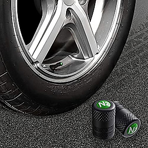CKAuto 4 Pcs Aluminum Tire Valve Stem Caps with N2 Nitrogen Logo, Universal Stem Covers for Cars, SUVs, Bike and Bicycle, Trucks, Motorcycles | TPMS Safe | Corrosion Resistant | Dust Proof, Black