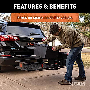 CURT 18153 60 x 24-Inch Basket Hitch Cargo Carrier, 500 lbs Capacity, Black Steel, 2-In Folding Shank