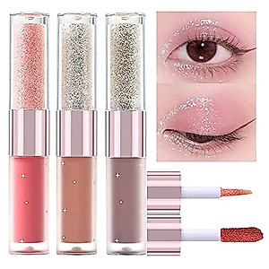 6 Colors Liquid Glitter Eyeshadow Sparkle Eye Makeup Sticks Set.Quick Drying & Easy to Apply.Pink#