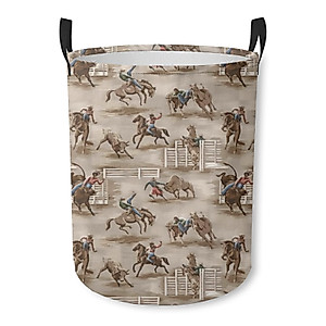 Laundry Basket Rustic Western Cowgirl Cowboy Rodeo Laundry Hamper Foldable Storage Basket for Bathroom Room Home Decor