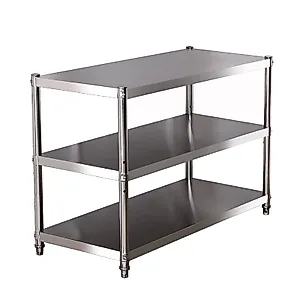 GOCHUSX Stainless Steel Shelf, Kitchen Storage Rack, 3-Tier Shelving Units and Storage, Standing Shelving Work Table for Kitchen Garage Office ( Color : Silver , Size : 80X30X80CM )
