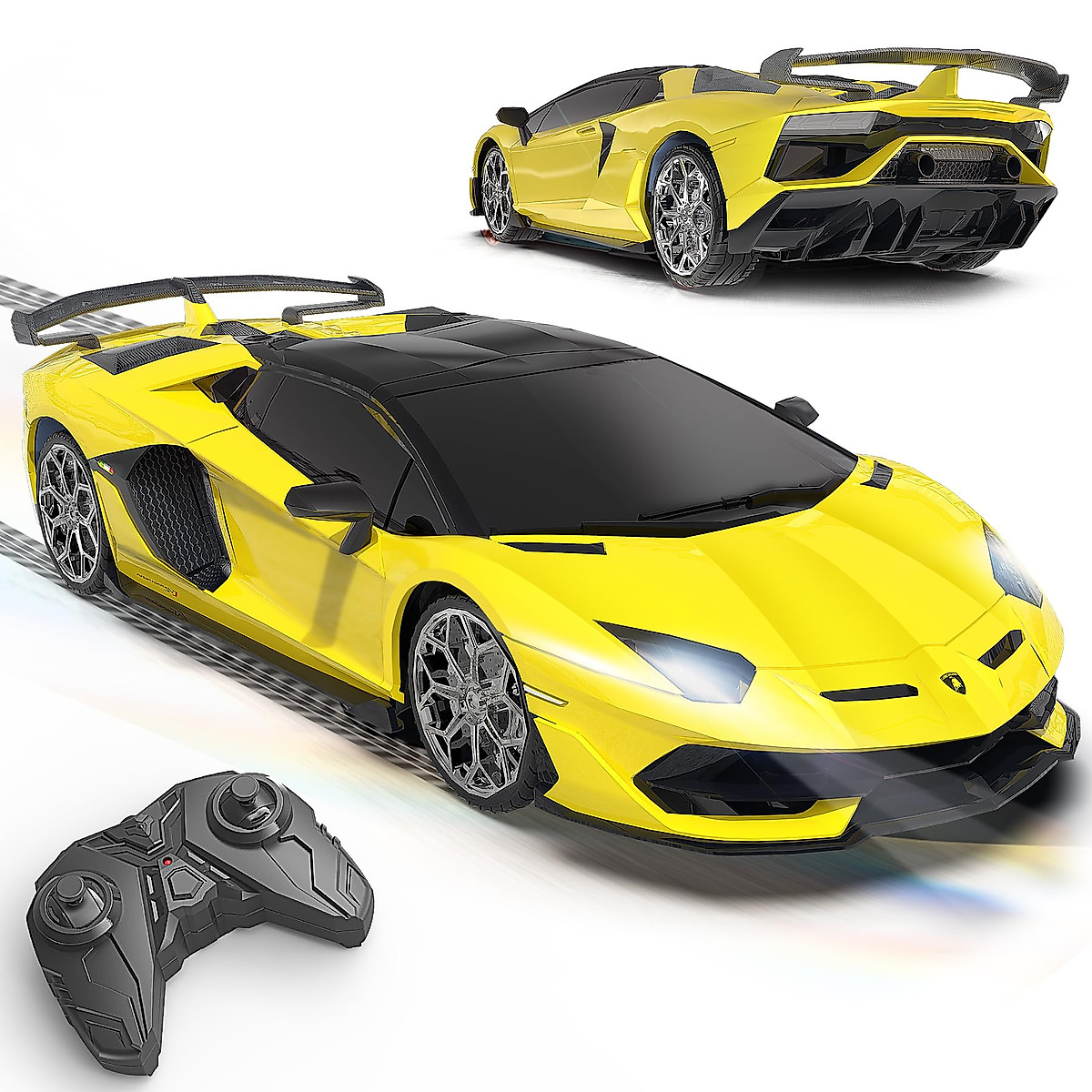 Remote Control Car for Lamborghini, Officially Licensed 1:16 Scale Lambo Hobby Rc Cars with Headlight, 2.4GHz Race Car for Boy Girl 4-12 Years Old, 12Km/h Vehicle Toy for Kids, Birthday Gift